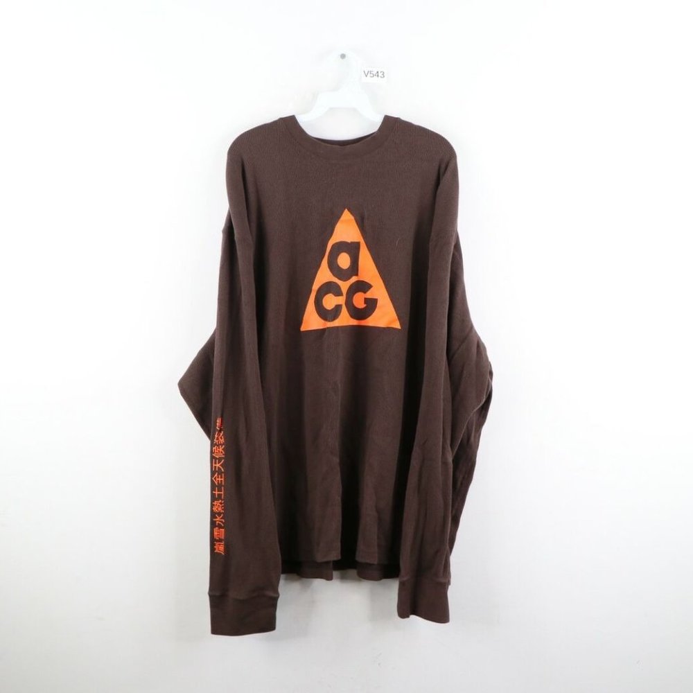 Nike Acg Lab Big Center Logo Thermal Shirt Brown - Gem